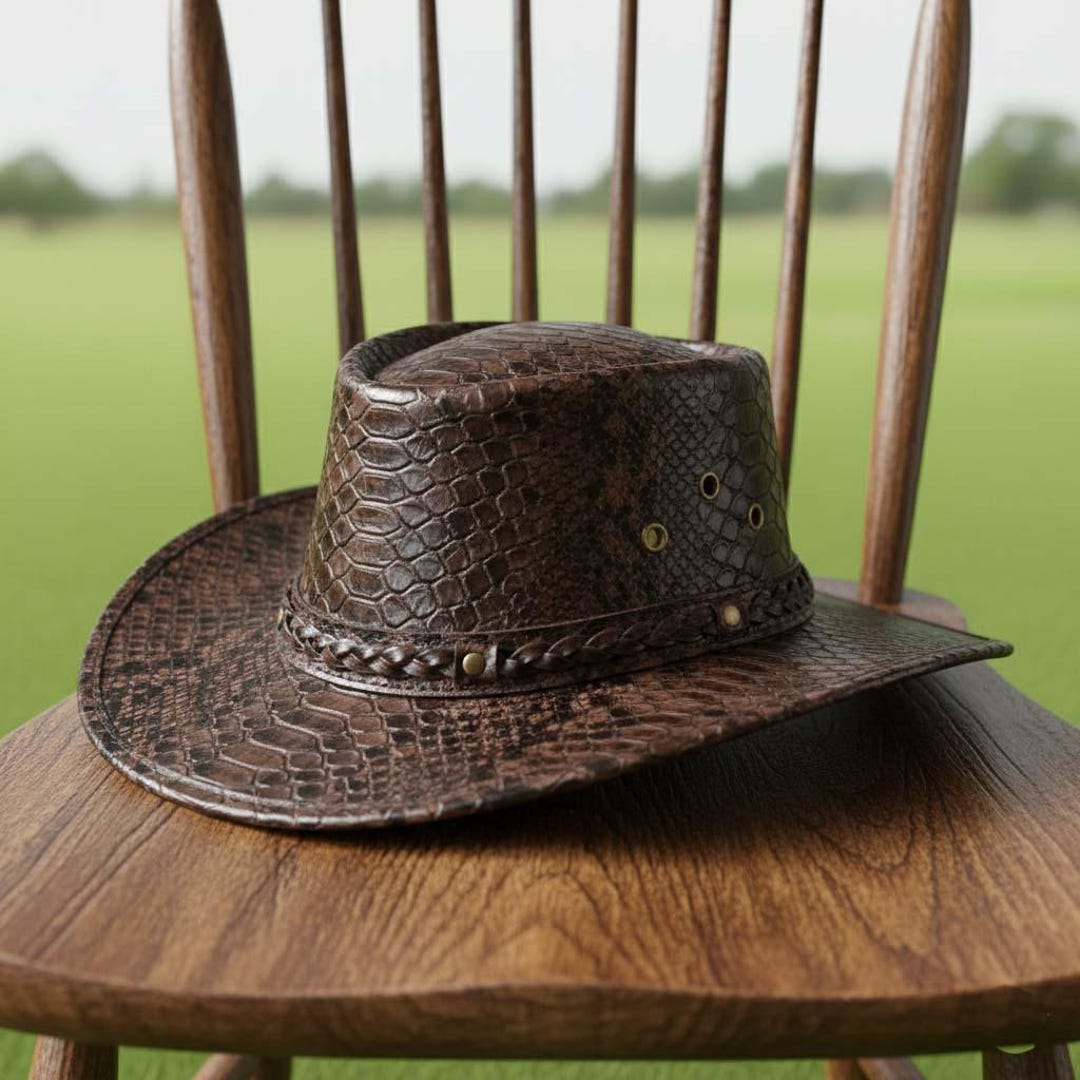 Embossed Leather Snakeskin Cowboy Hat, Western Braided Band Detail - Etsy