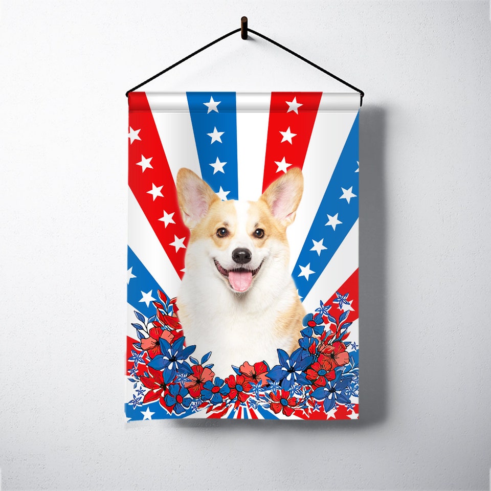 Corgi Dog Happy Independence Day Flag, Corgi Dog Flag, USA Corgi Dog ...