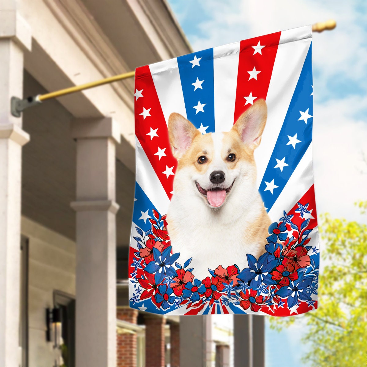 Corgi Dog Happy Independence Day Flag, Corgi Dog Flag, USA Corgi Dog ...