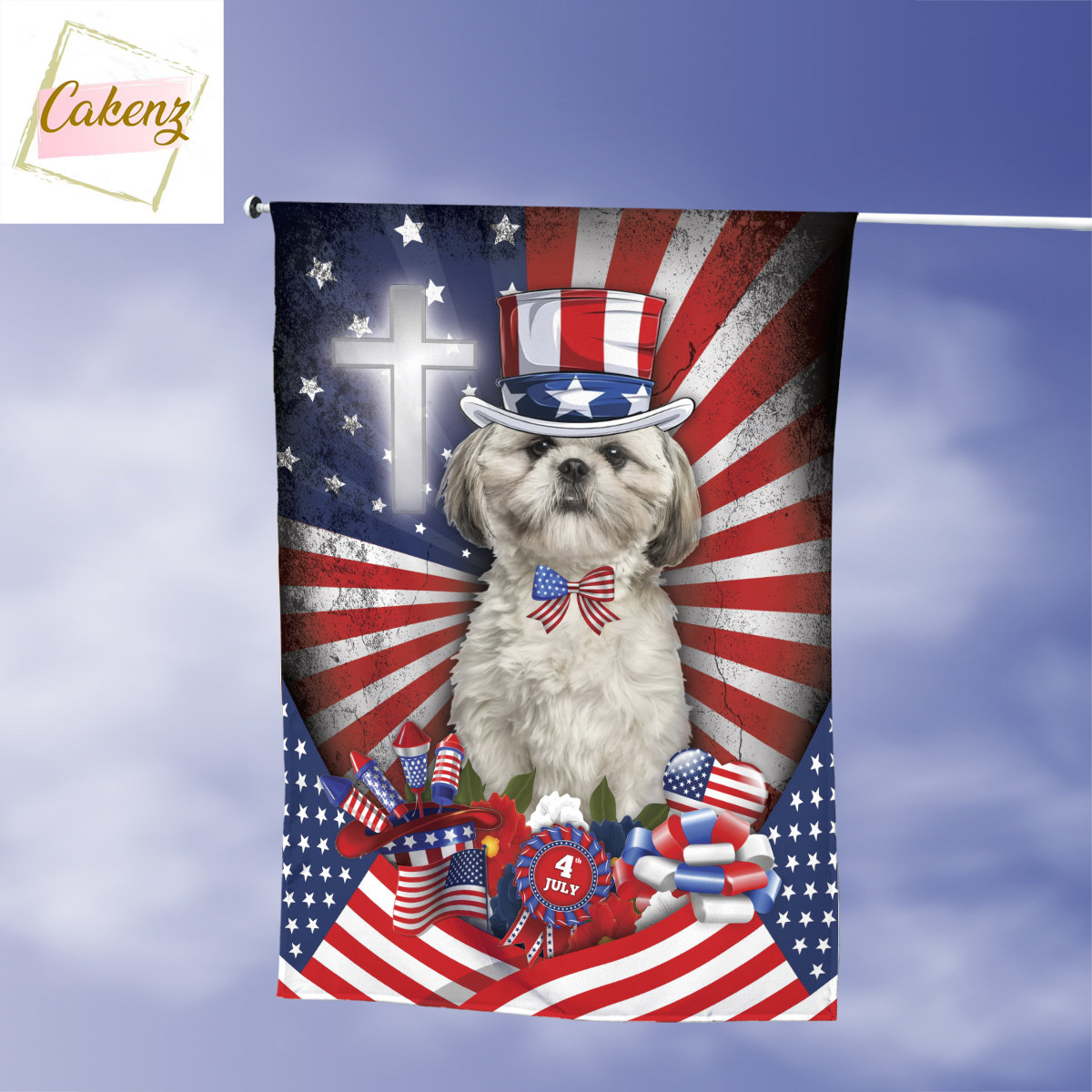 Shih Tzu Dog Happy Independence Day House Flag Designed & Sold By Ivis ...