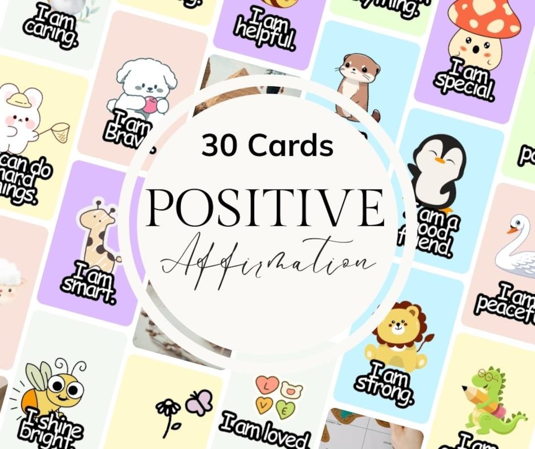 Positive Affirmations Printable Cards for Kids, Cute Animal Positive ...
