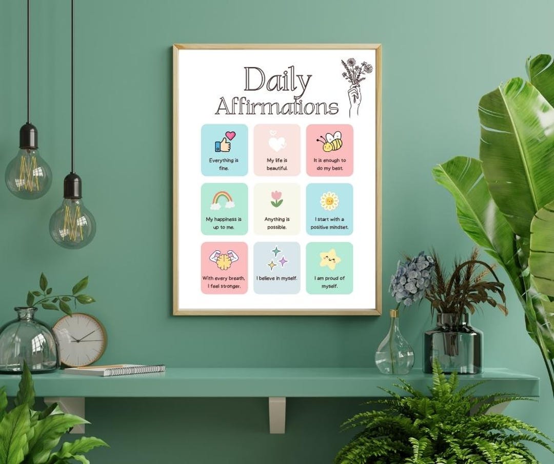 Daily Positive Affirmation Poster: Pastel Wall Art, Inspirational ...