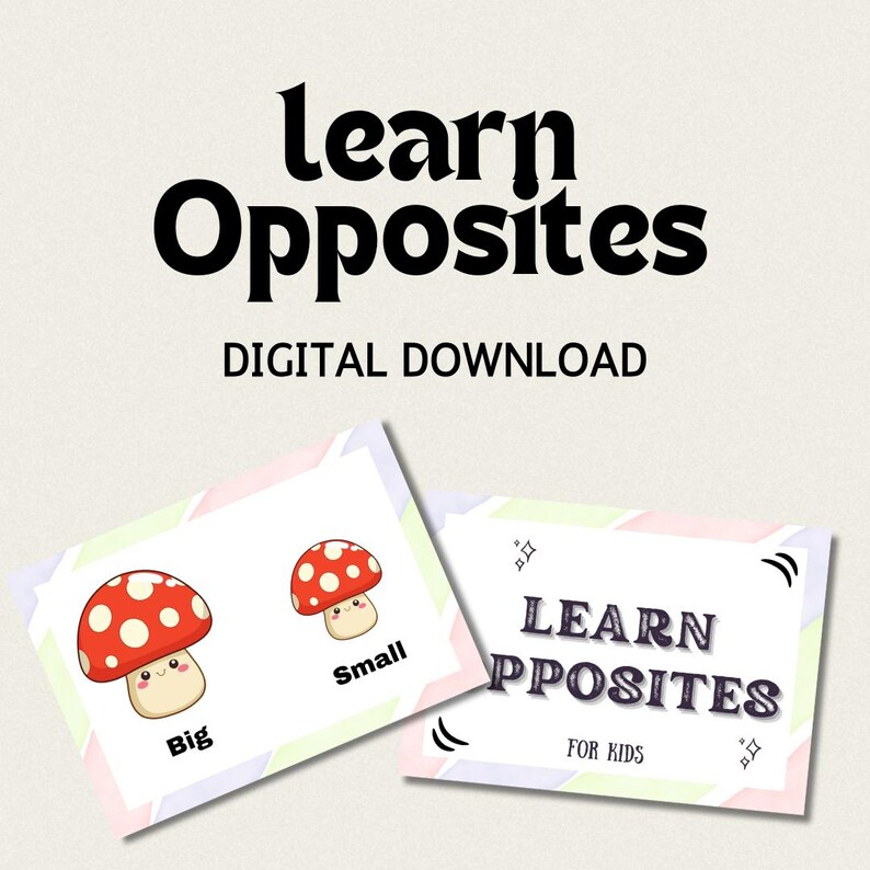 Opposite Words Flashcards for Kids | 30 Pairs | Printable Learning ...
