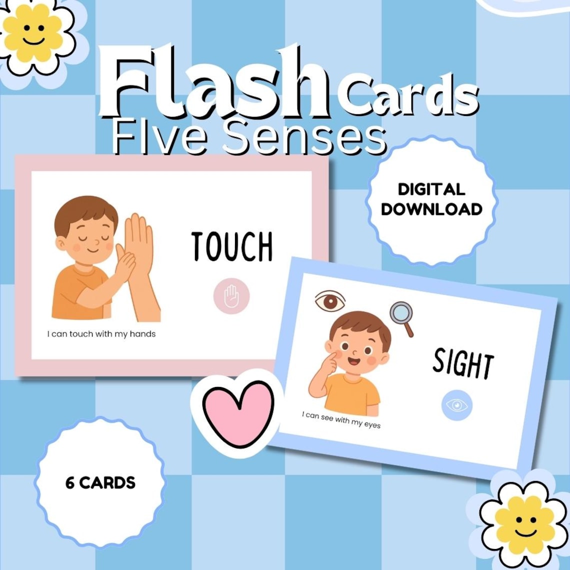5 Senses Flashcards for Kids – Printable Montessori Learning Cards PDF ...