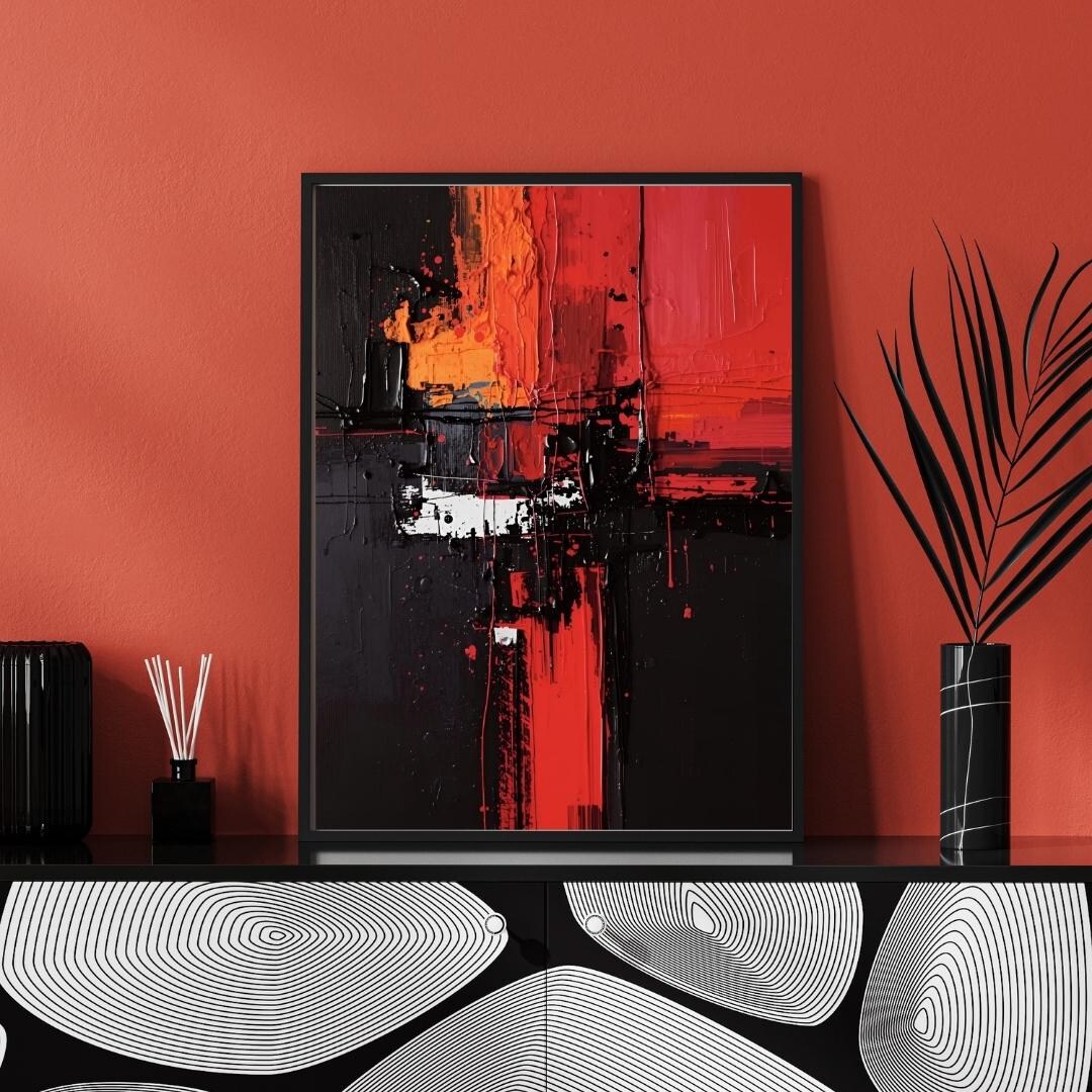Abstract Red & Black Wall Art | Modern Digital Prints | Bold ...