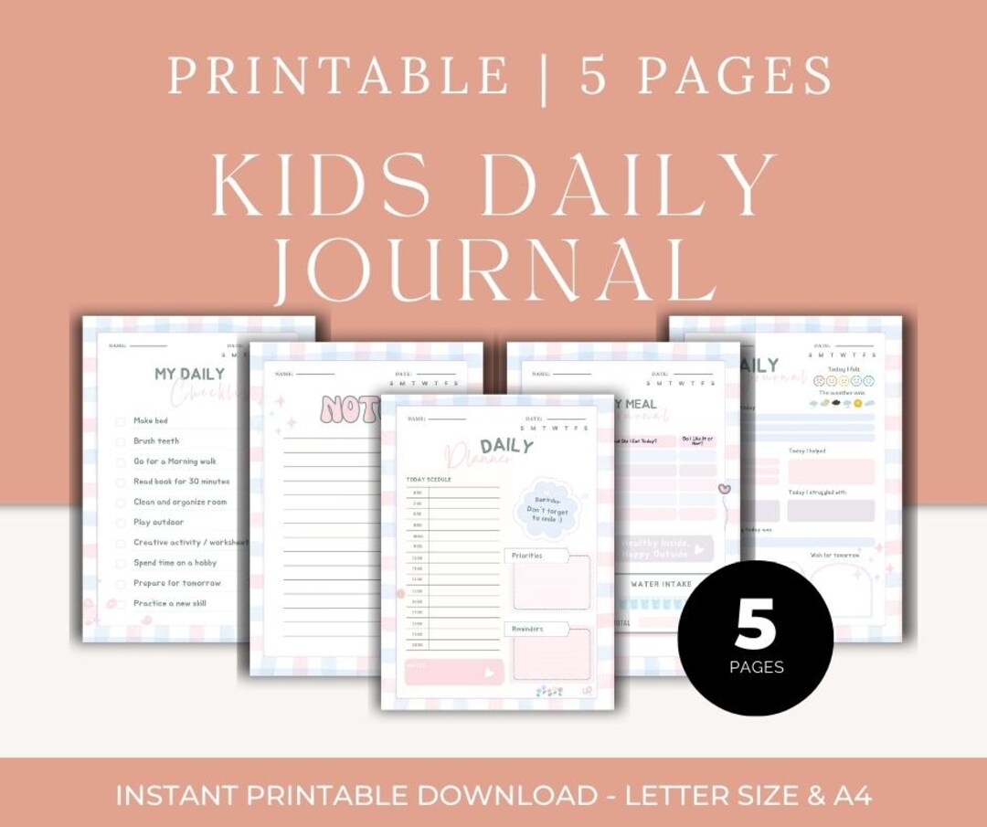 Kids Daily Schedule Planner, Printable Template, Pastel Journal Set for ...