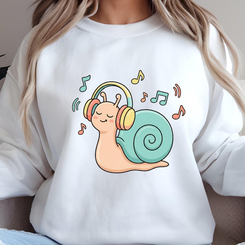 Groovy Snail Music Graphic Sweatshirt – Playful Headphones Design - Etsy