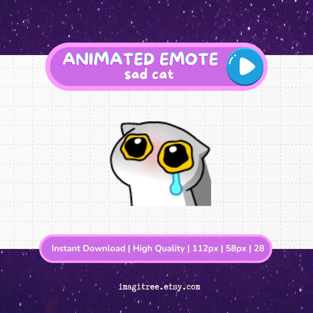 Animated Sad Cat Emote | Cute Crying Cat Animated Twitch & Discord ...
