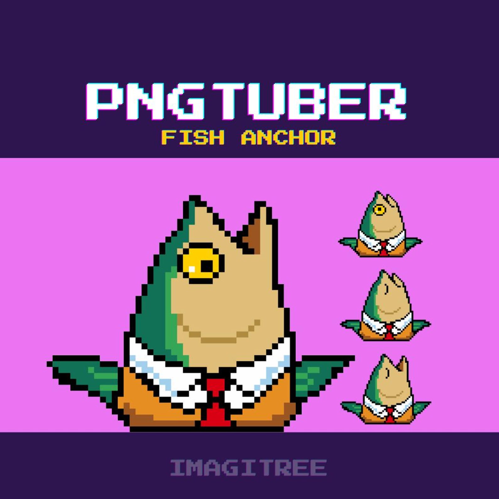 Animated Pixel Fish News Anchor Pngtuber Model, Veadotube Mini File ...