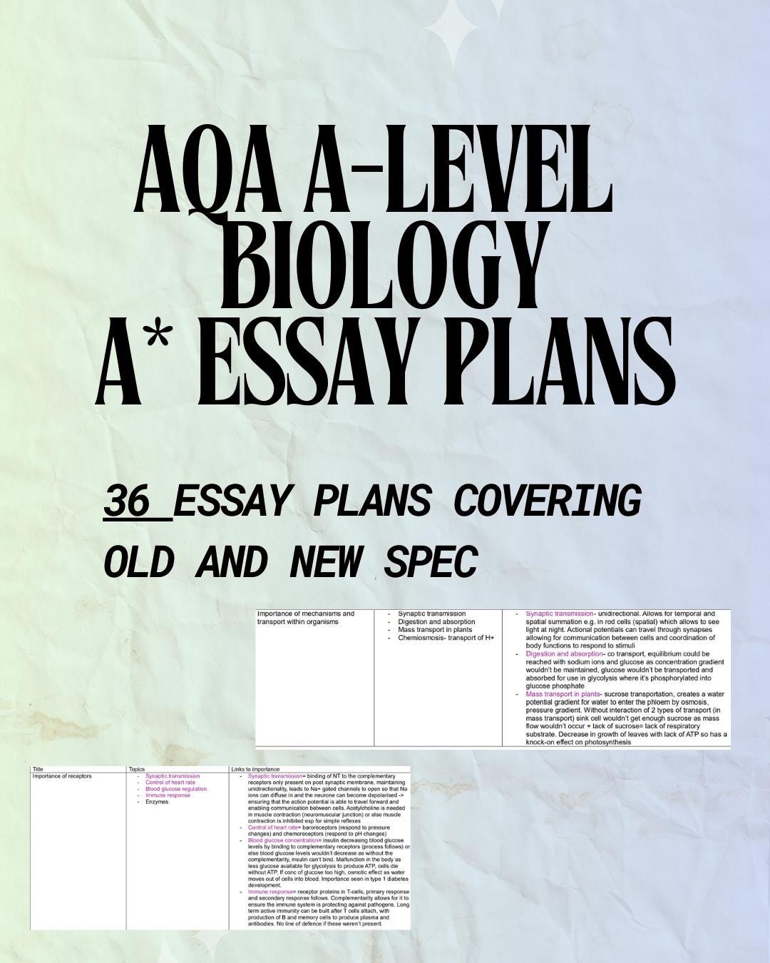 AQA A Level Biology A* Essay Plans - Etsy