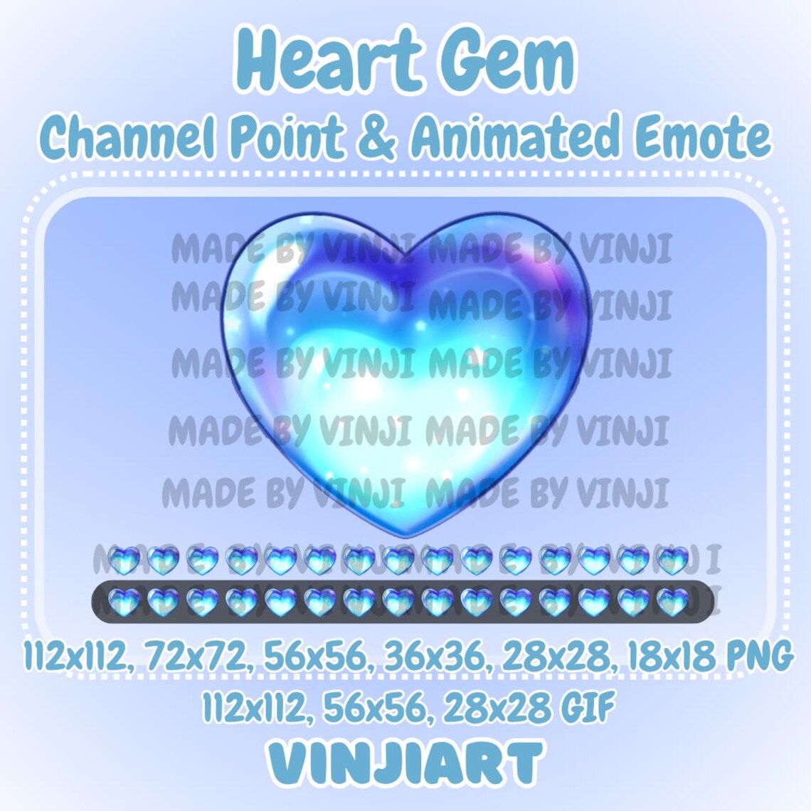 Blue Heart Gem Channel Point and Animated Emote for Twitch, Channel ...