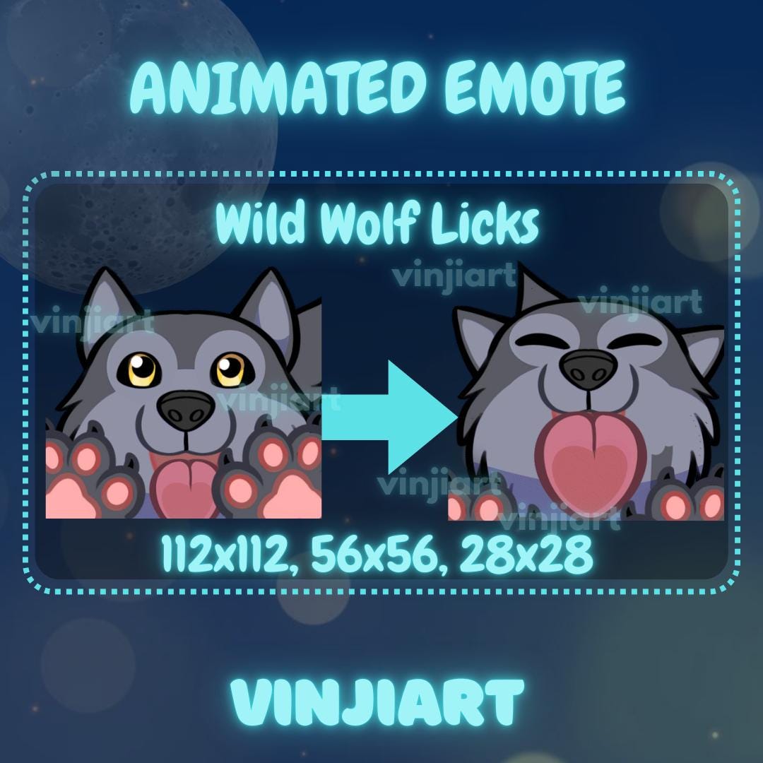Wild Wolf Licks Animated Emote: Twitch, Kick, Youtube, Discord (digital ...