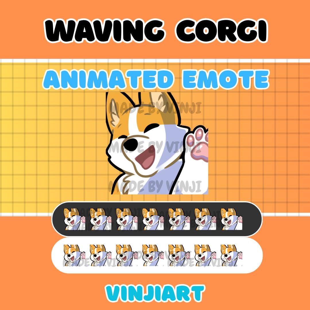 Waving Hi Corgi Animated Emote for Twitch/youtube/kick/tiktok Streaming ...