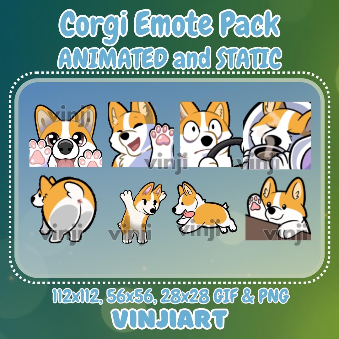 Corgi Animated Emote Pack Gif: Twitch, Discord, Youtube (digital ...