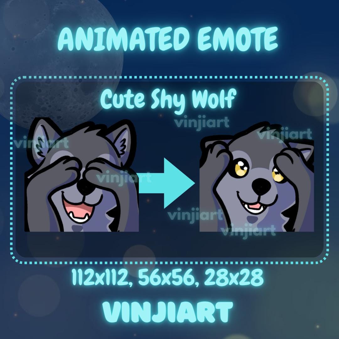 Shy Wolf Animated Emote for Twitch, Discord, Youtube (digital Download ...