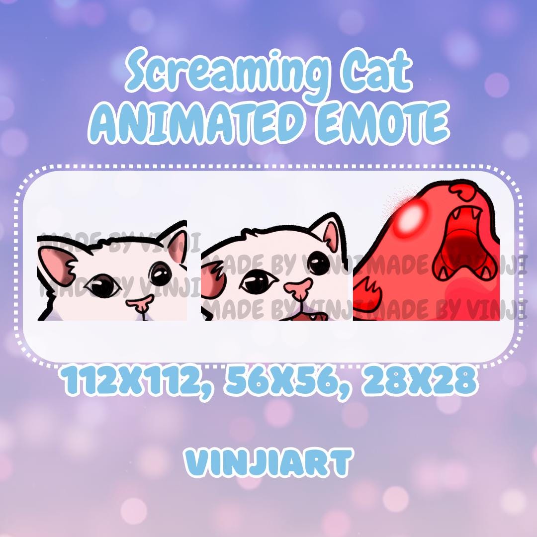 Screaming Rage Cat Meme ANIMATED EMOTE: Digital Download Gif Twitch ...