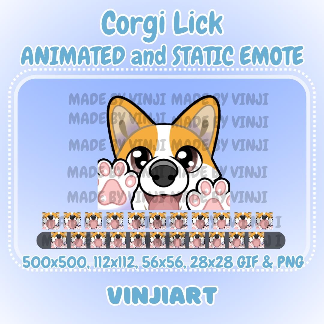 Corgi Lick Animated Emote: Twitch, Discord, Youtube, Kick (digital ...