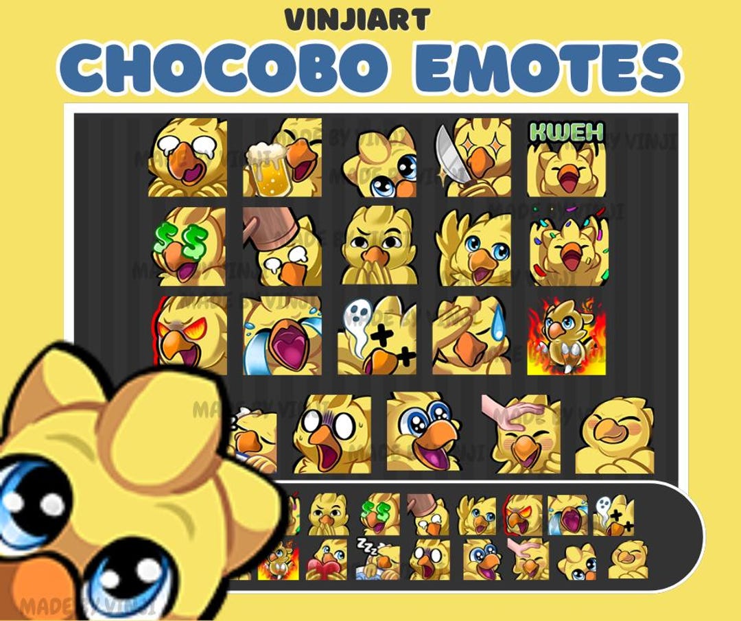Chocobo Super 21 PNG Emote Pack (112x112, 56x56, 28x28px) - Etsy