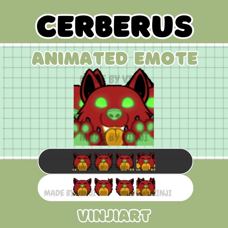 Hades Cerberus Animated Emote: Twitch, Kick, Youtube, Discord (digital ...
