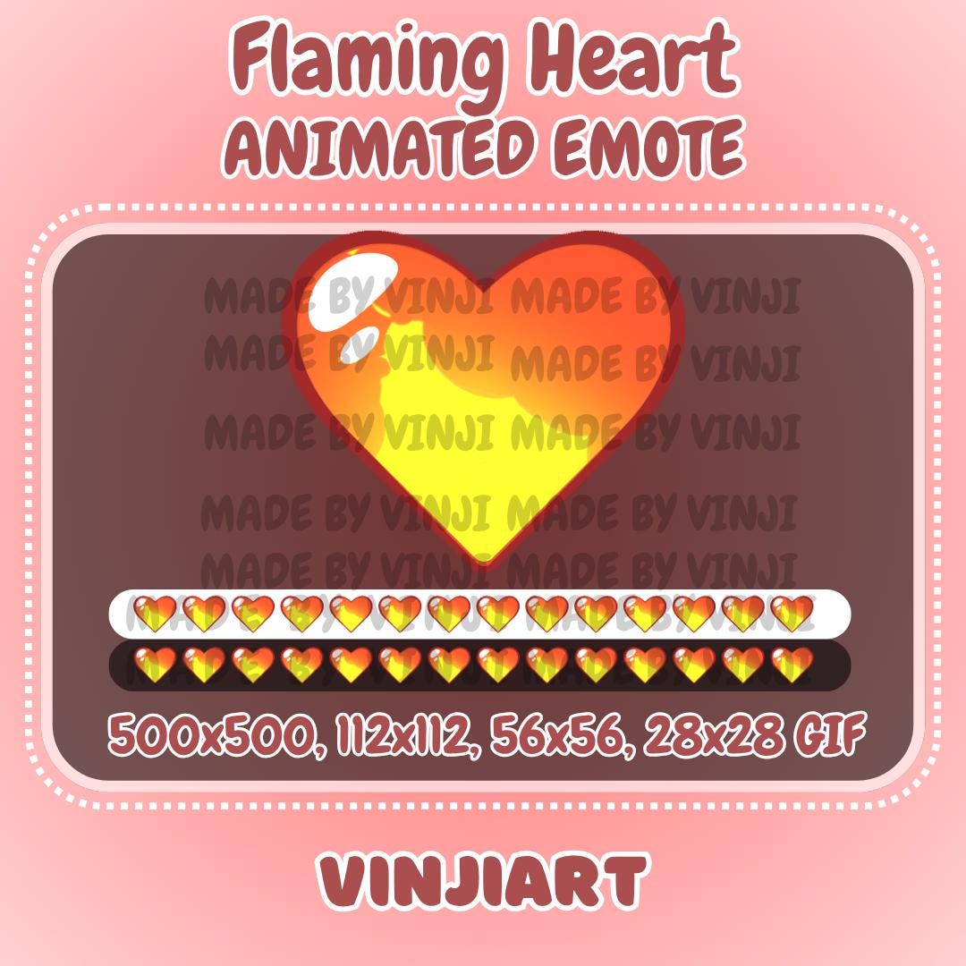 Flaming Heart Animated Emote Gif: Twitch, Discord, Youtube (digital ...