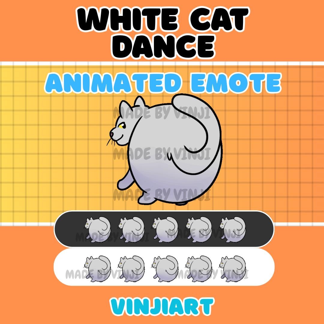 Dancing White Cat Animated Emote: Twitch/discord/kick (digital Download ...