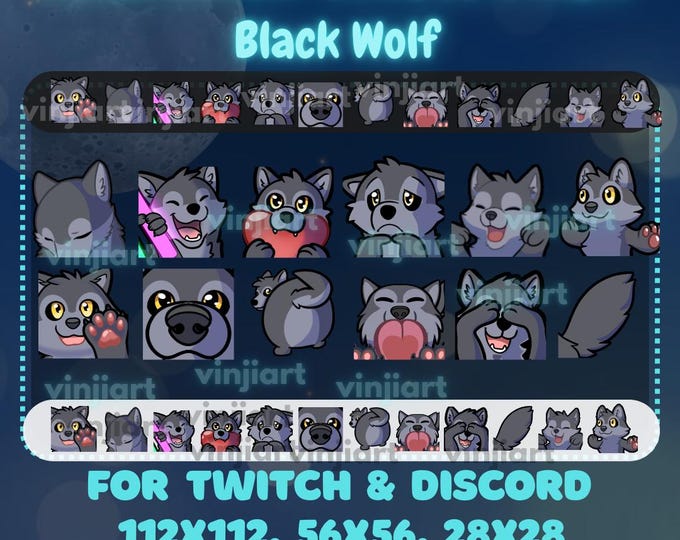 Animated Black Wolf Emote Pack - Etsy