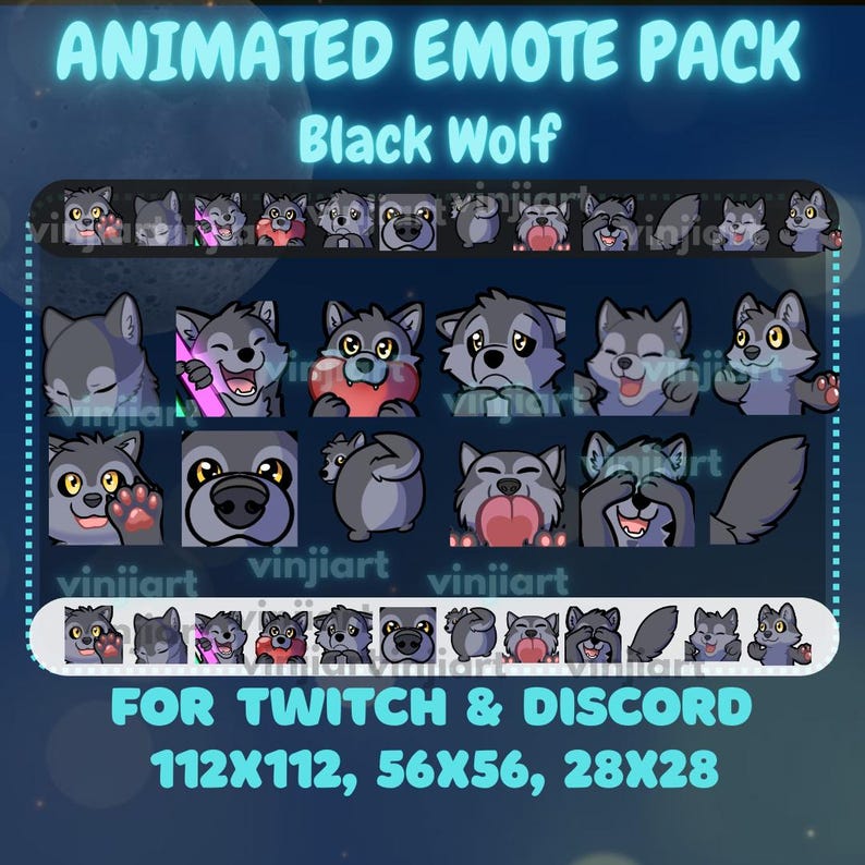 Animated Black Wolf Emote Pack - Etsy