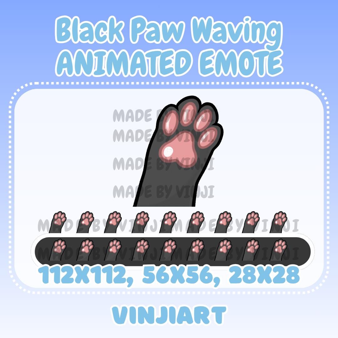 Waving Black Cat Paw Animated Emote for Twitch/discord (digital ...