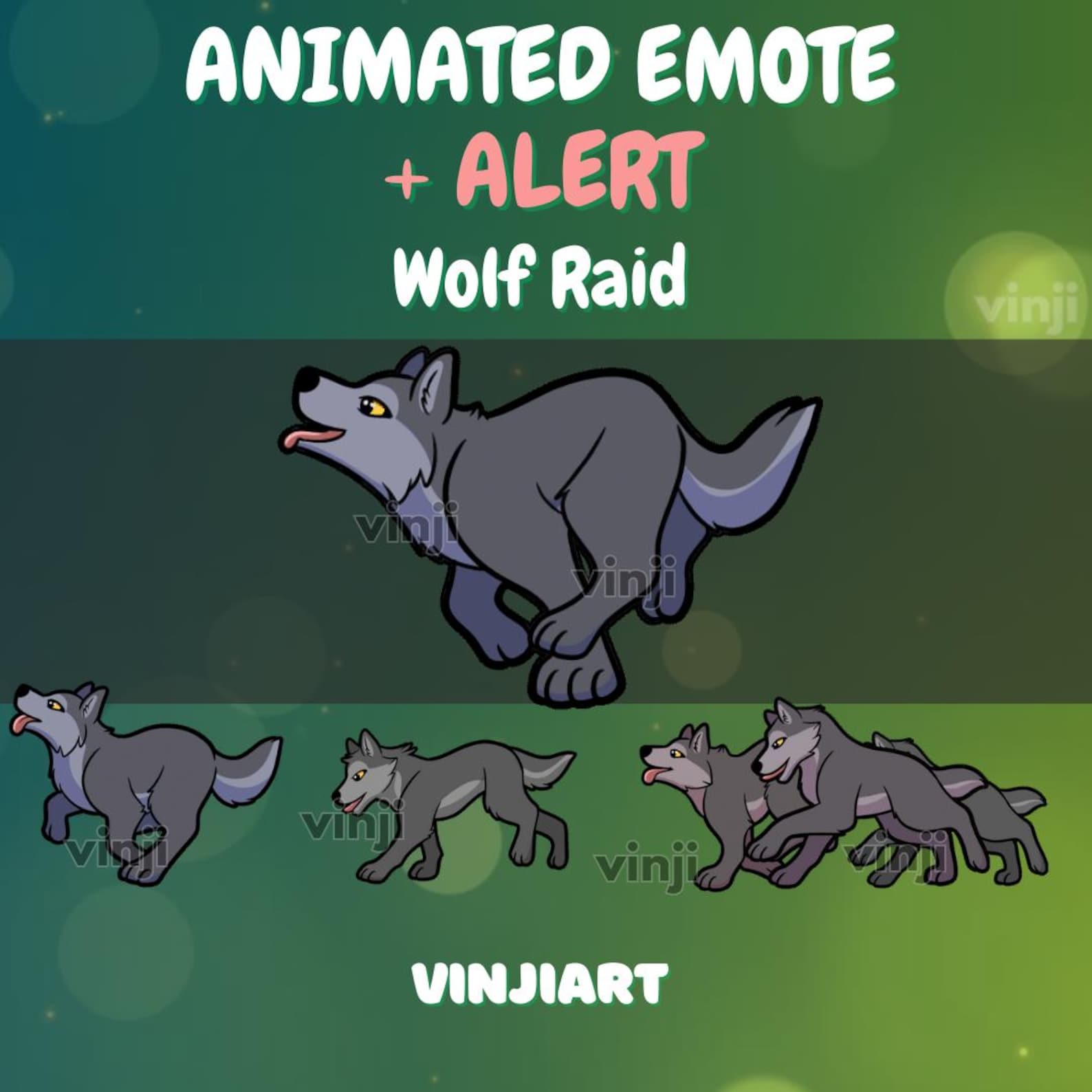 Black Wolf Raid Run Animated Emote and Alert: Hand Drawn GIF (digital ...