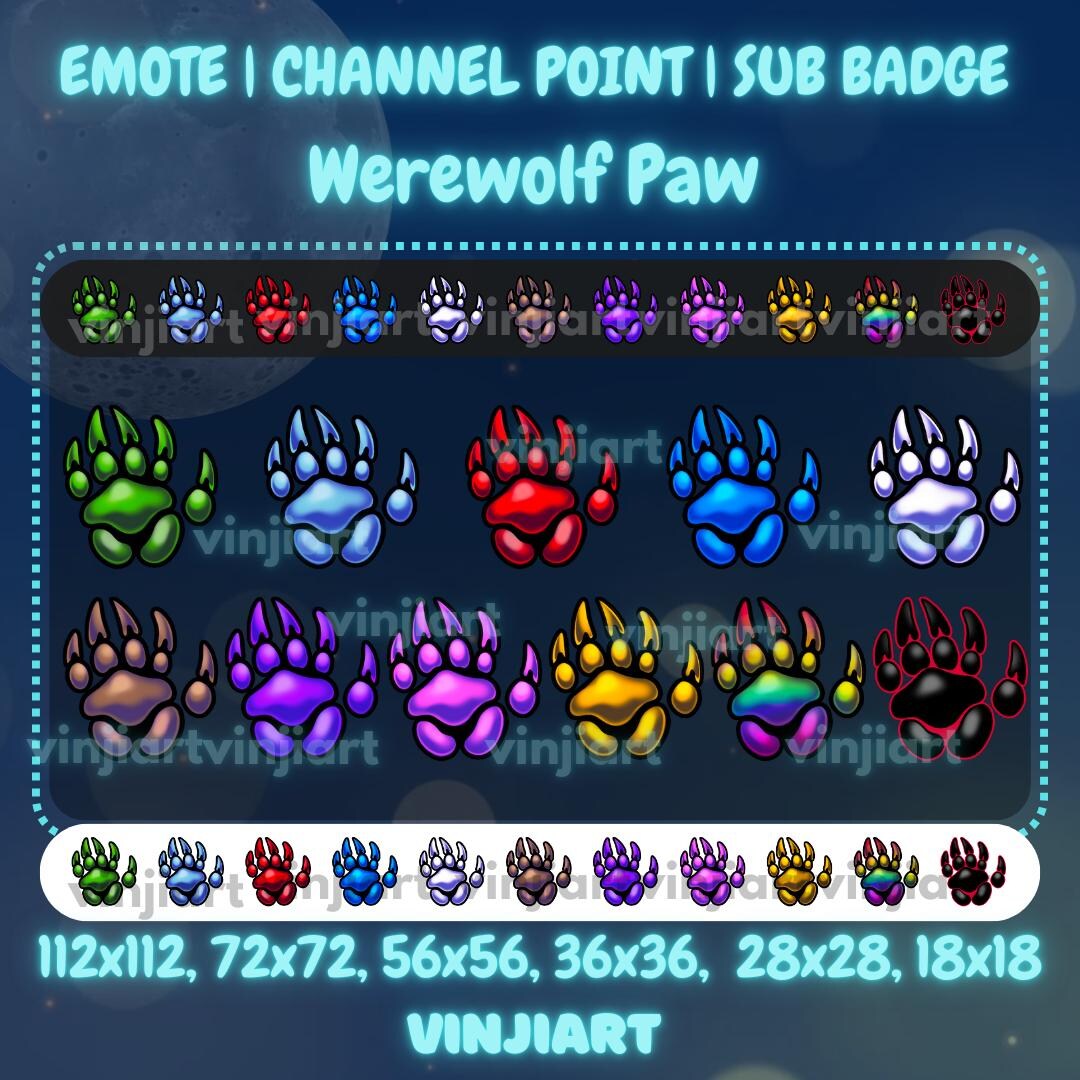 Werewolf Paw Emote, Badge, Channel Point, Discord Reward, Twitch ...