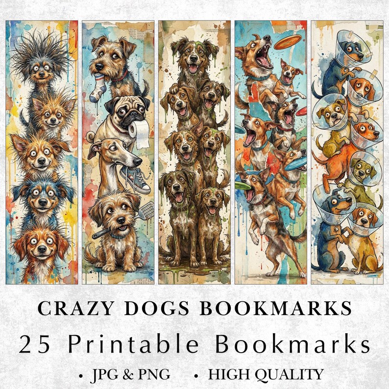 Crazy Dog Bookmark, Dogs Bookmarks V1, Bookmark Dog, Printable Bookmark ...