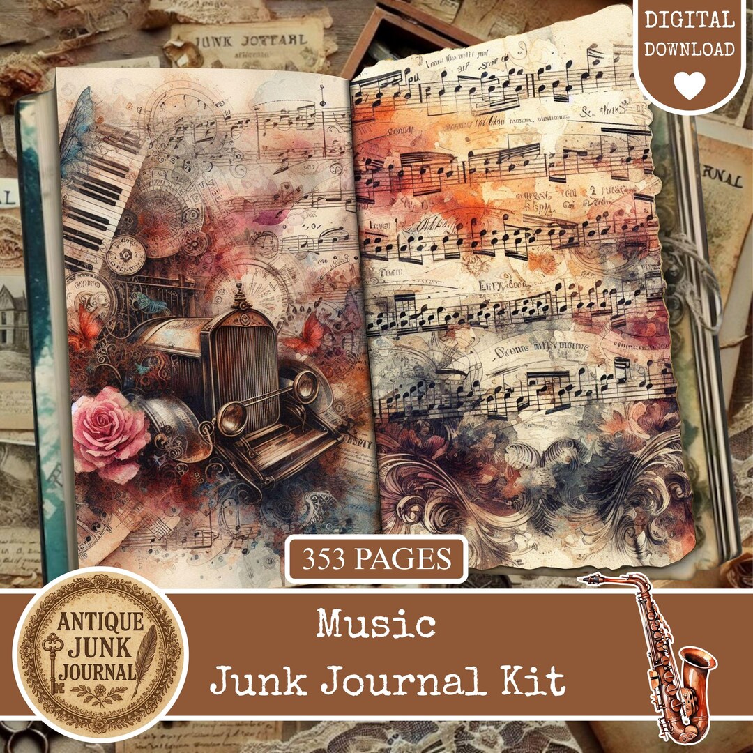 Music Junk Journal Kit, Music Junk Journal Pages, Junk Journal ...