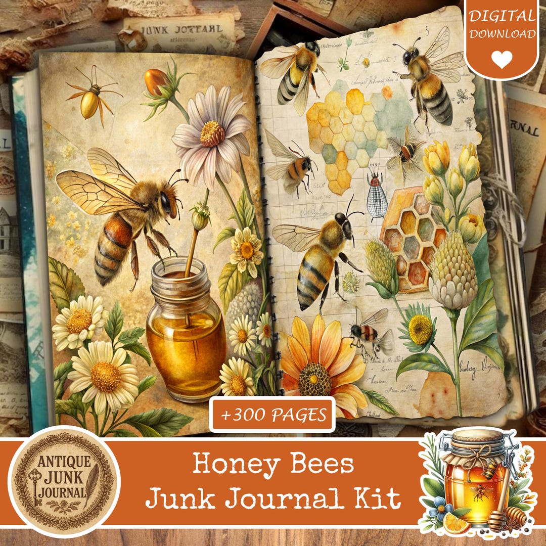 Honey Bees Junk Journal Printable, Junk Journal Supplies, Junk Journal ...