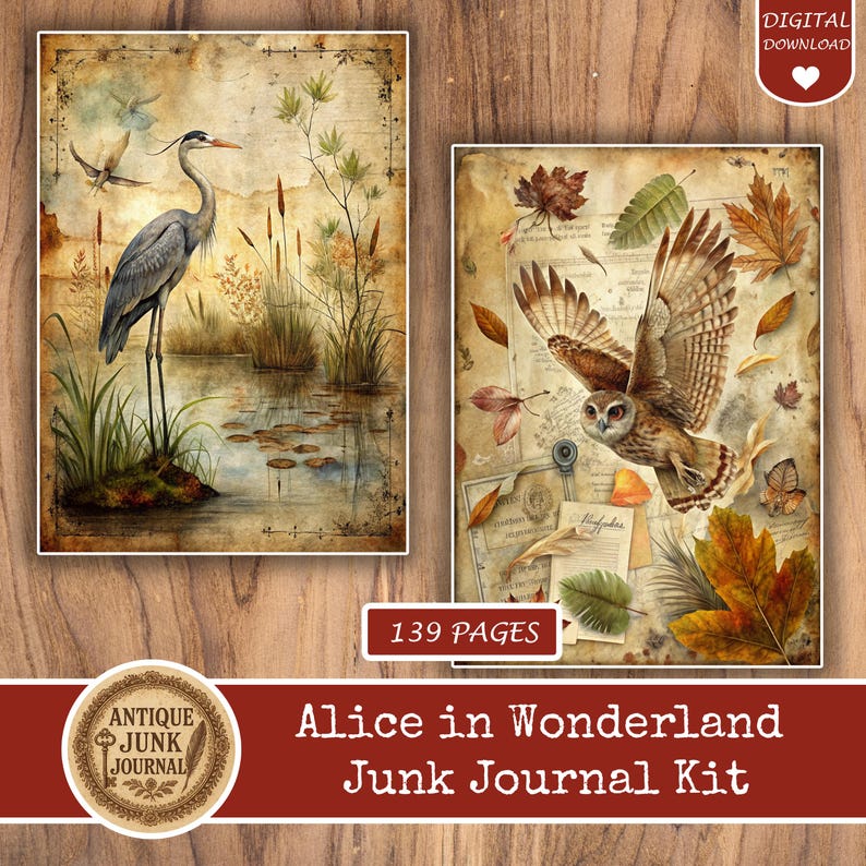 Alice in Wonderland Junk Journal Kit, Alice in Wonderland Junk Journal ...
