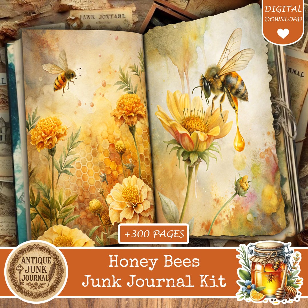Bee Junk Journal Digital, Honey Bees Junk Journal, Junk Journal ...