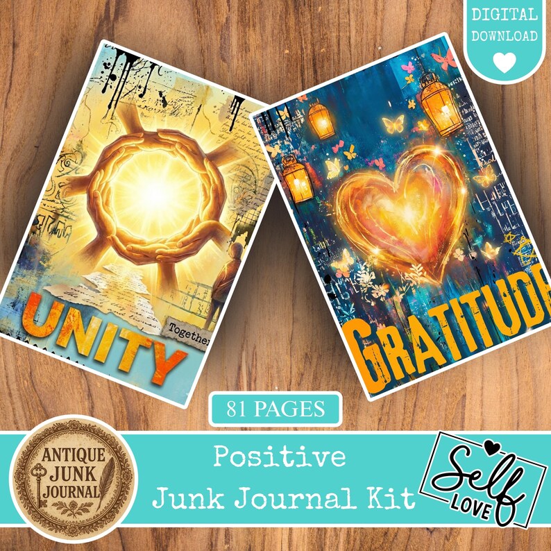 Positive Words Junk Journal Kit, Positive Words Junk Journal Pages ...