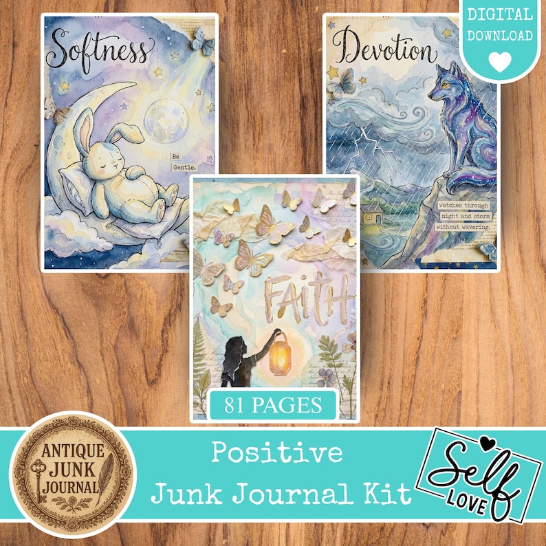 Positive Words Junk Journal Kit, Positive Words Junk Journal Pages ...