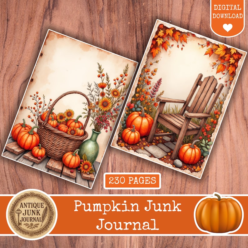 Fall Pumpkin Junk Journal, Pumpkin Junk Journal Kit, Junk Journal ...