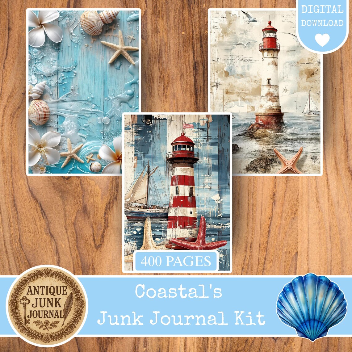 Coastal Junk Journal Kit, Ocean Junk Journal, Beach Junk Journal ...