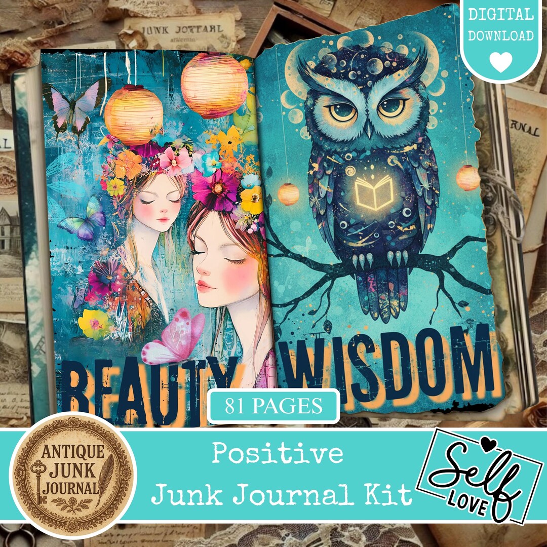 Positive Words Junk Journal Kit, Positive Words Junk Journal Pages ...