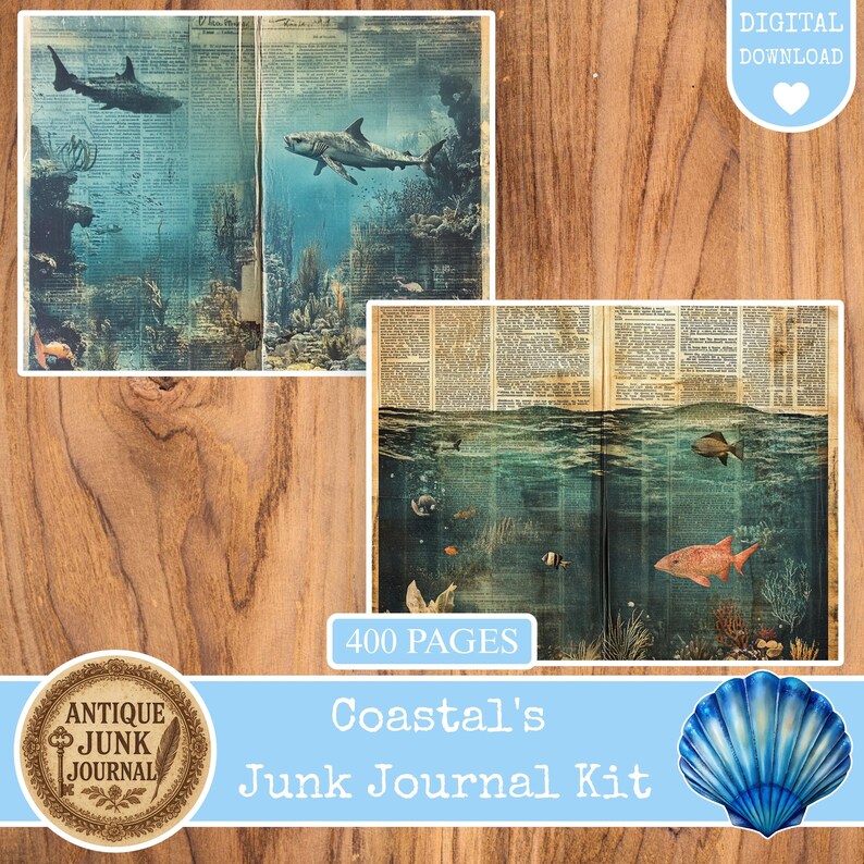 Coastal Junk Journal Kit, Ocean Junk Journal, Beach Junk Journal ...