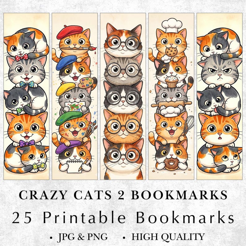 Crazy Cat Bookmark, Cats Bookmarks V2, Bookmark Cat, Printable Bookmark ...