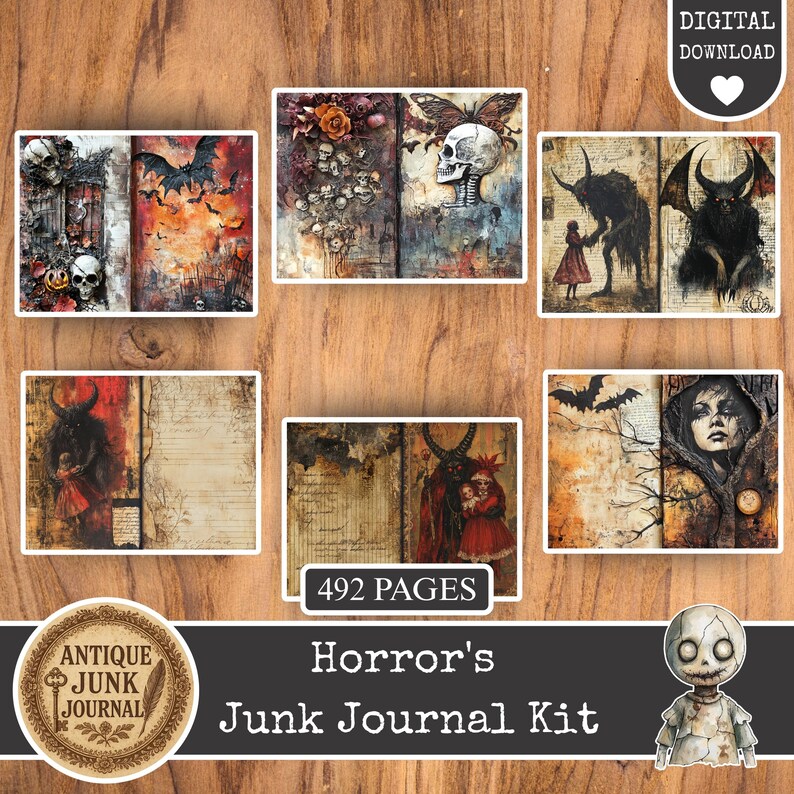 Horror Junk Journal Kit, Vintage Horror Junk Journal, Creepy Junk ...