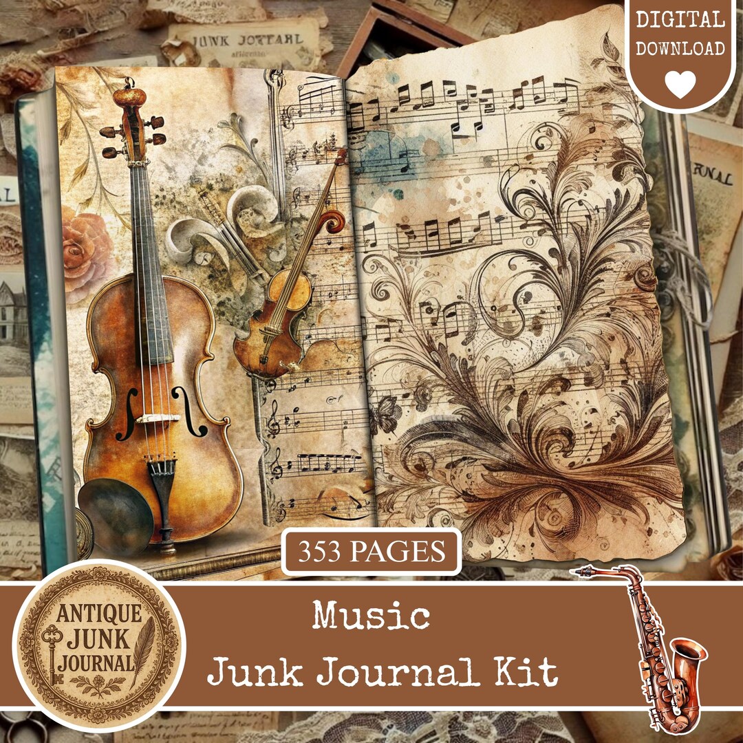 Vintage Christmas Music Junk Journal Kit, Music Junk Journal Pages ...
