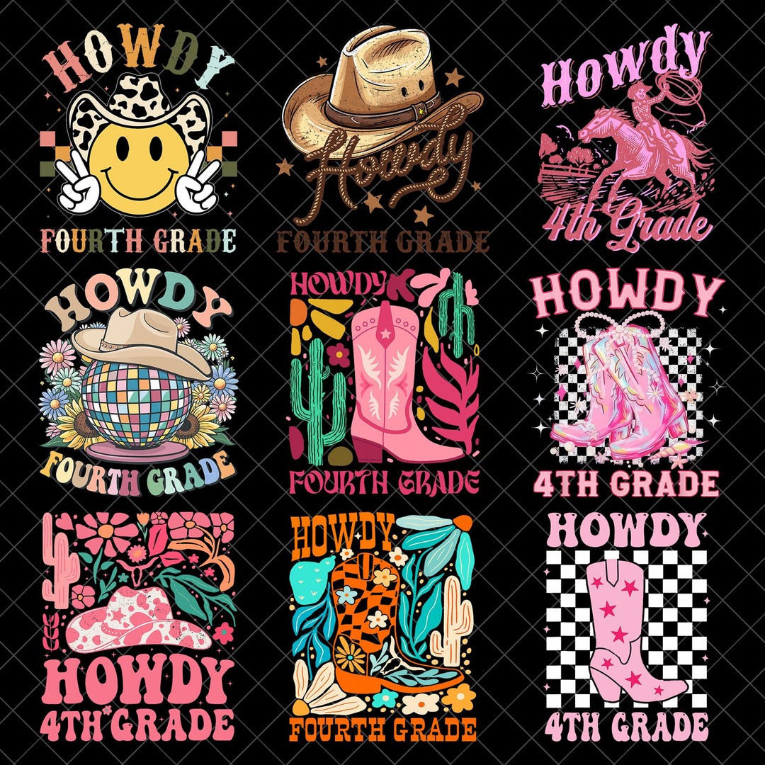 Howdy 4th Grade Western PNG, Fourth Grade Cowgirl Cowboy Retro Back to ...