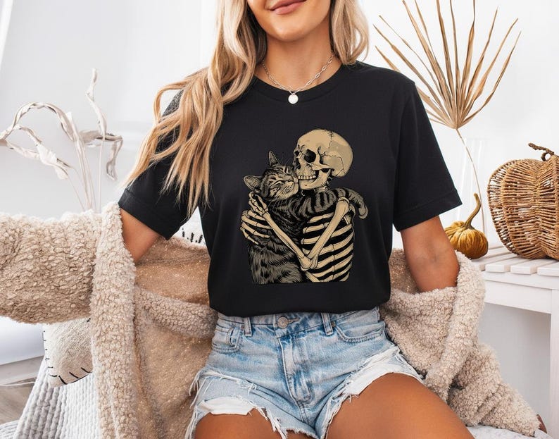 Skeleton Cat Hug PNG | Cute Skeleton Hugging Cat Digital Download ...