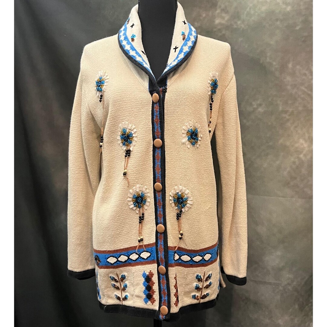 Vintage Storybook Knits Cardigan Southwestern Tribal Native American ...