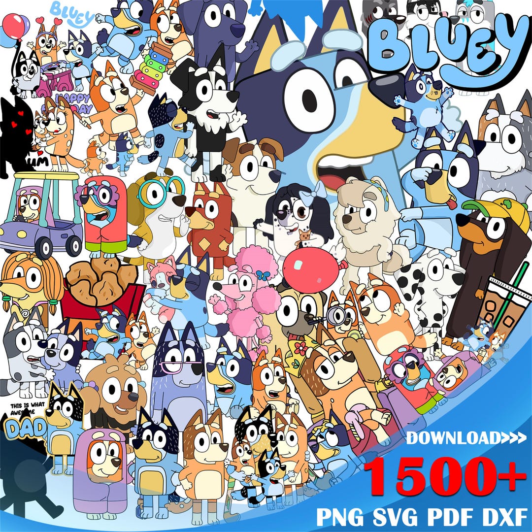 Bluey SVG PNG Mega Bundle, 1400+ Bluey Family Clipart for Cricut ...