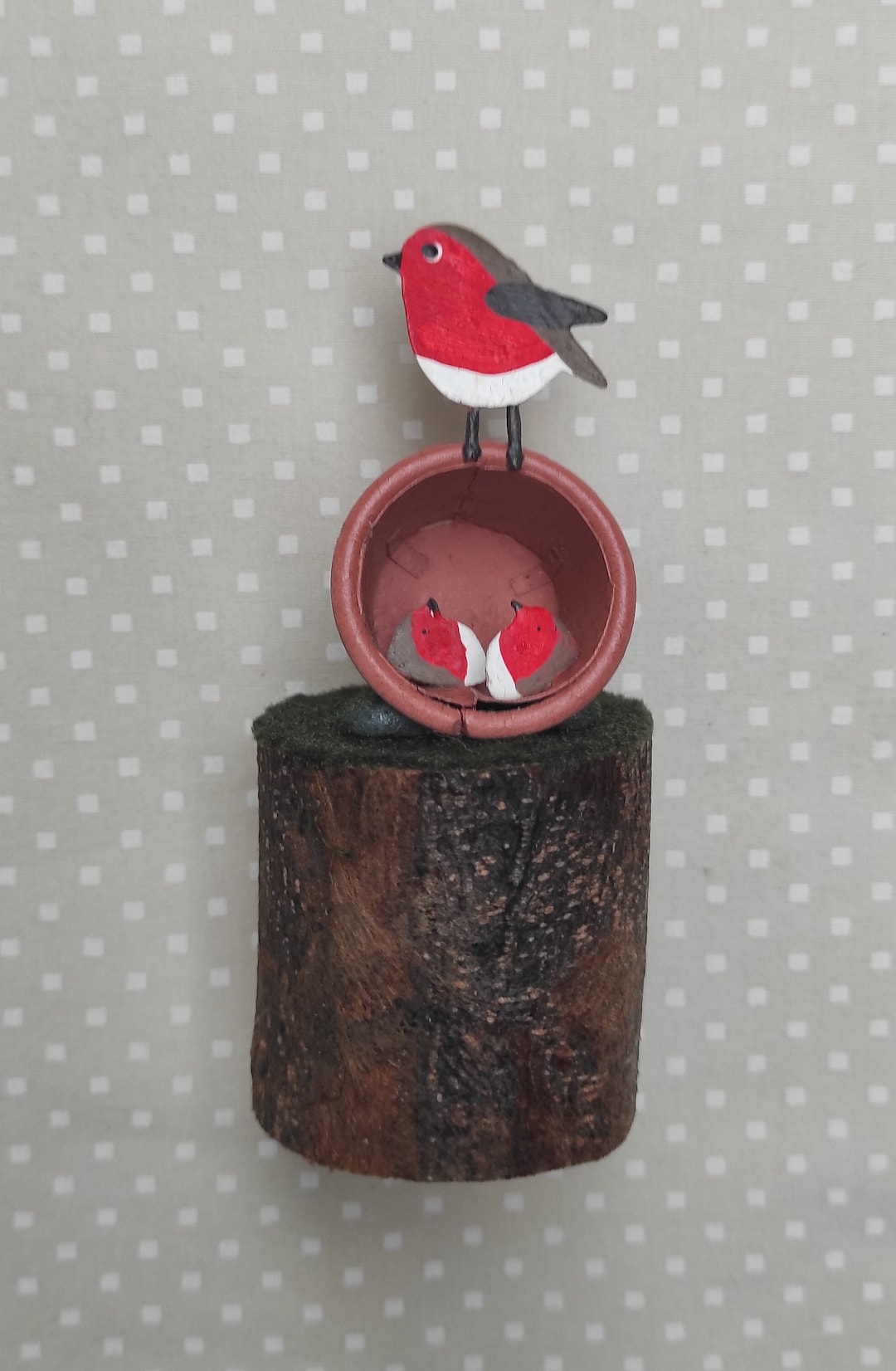 Little Baby Robins in A Flower Pot Decoration Robin Redbreast Bird ...