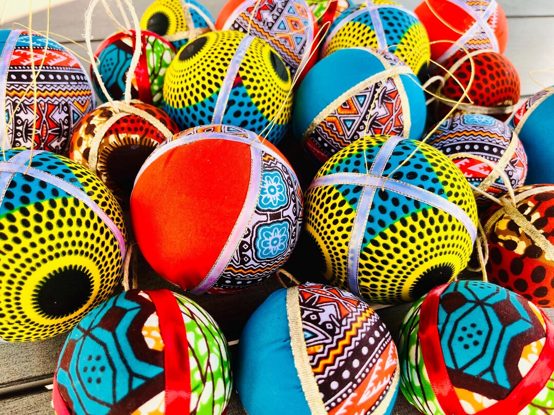 African Christmas Ornaments - 4 PC Kente Ornaments - Handmade Ornaments ...